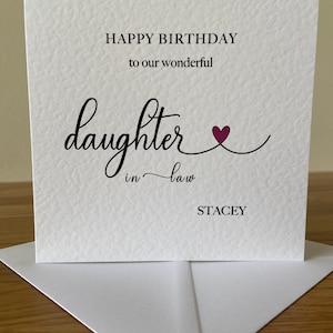 Daughter-in-law Birthday Card, Customised Daughter-in-law Birthday Card ...