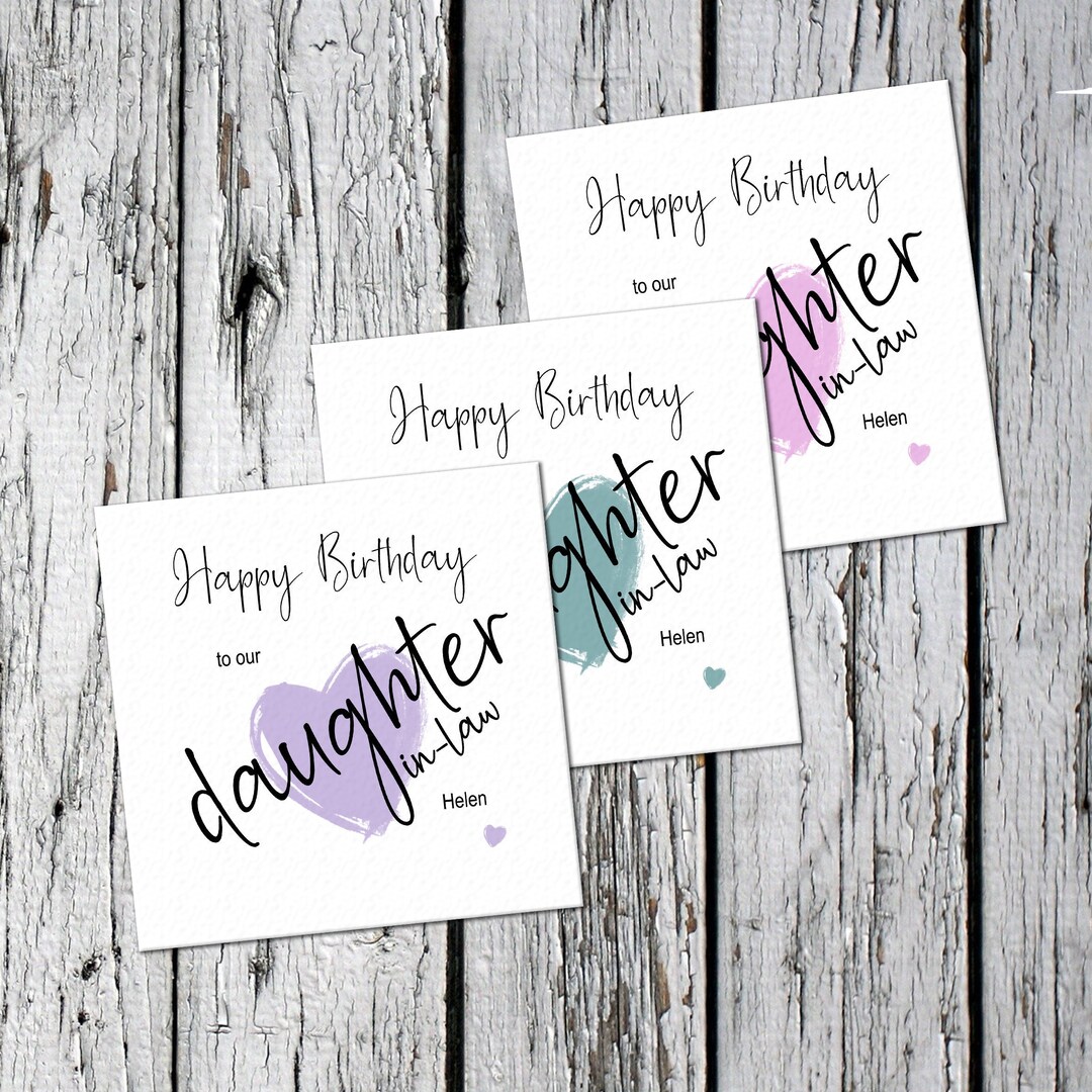 Personalised Daughter-in-law Birthday Card, Customised Birthday Card ...