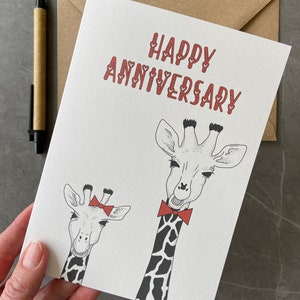 Anniversary Card, Giraffe Anniversary Card, Made From Fully Recycled ...