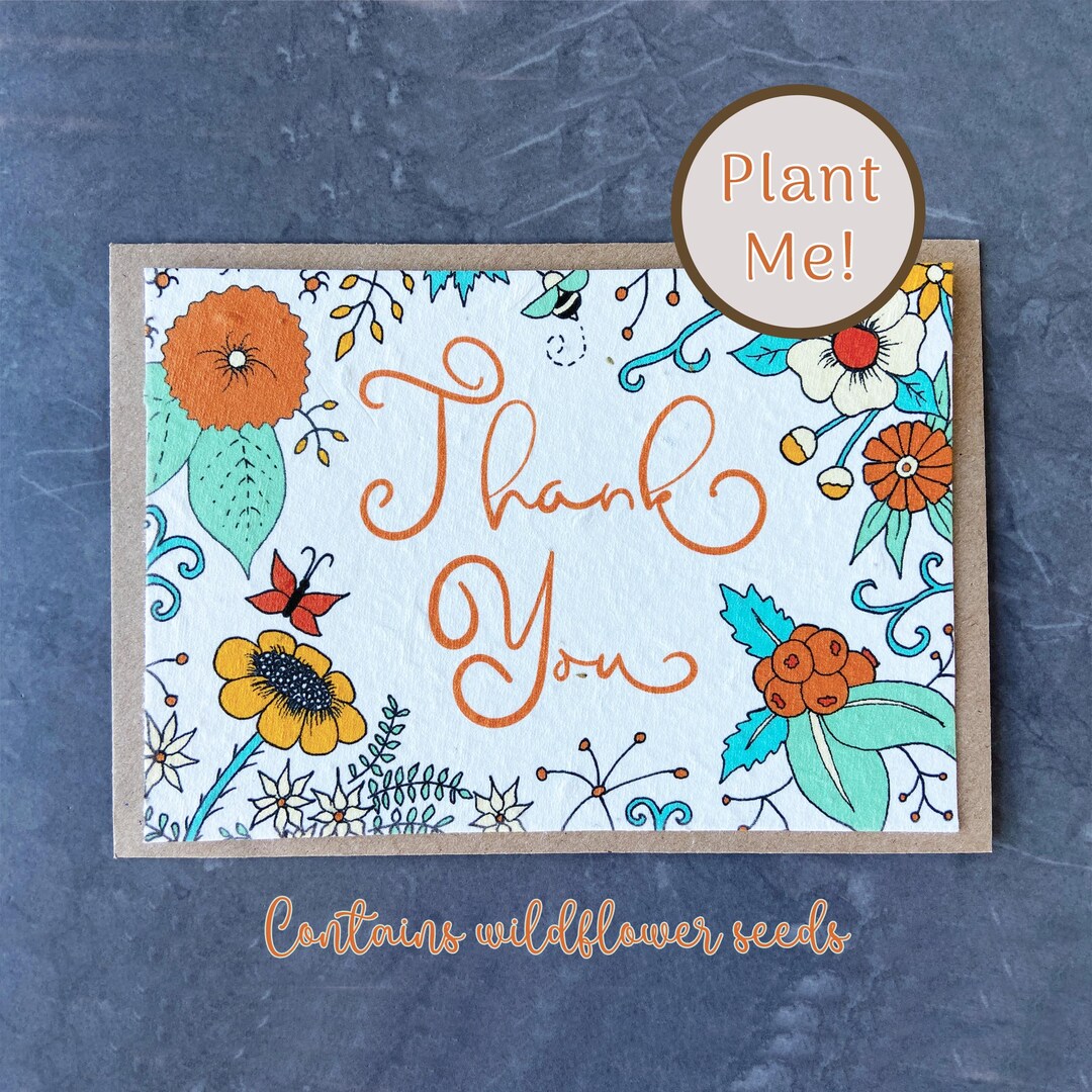 Plantable Thank You Card, Pack of Seed Paper Notecards, Thank You ...