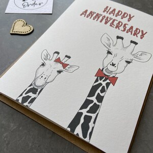 Anniversary Card, Giraffe Anniversary Card, Made From Fully Recycled ...