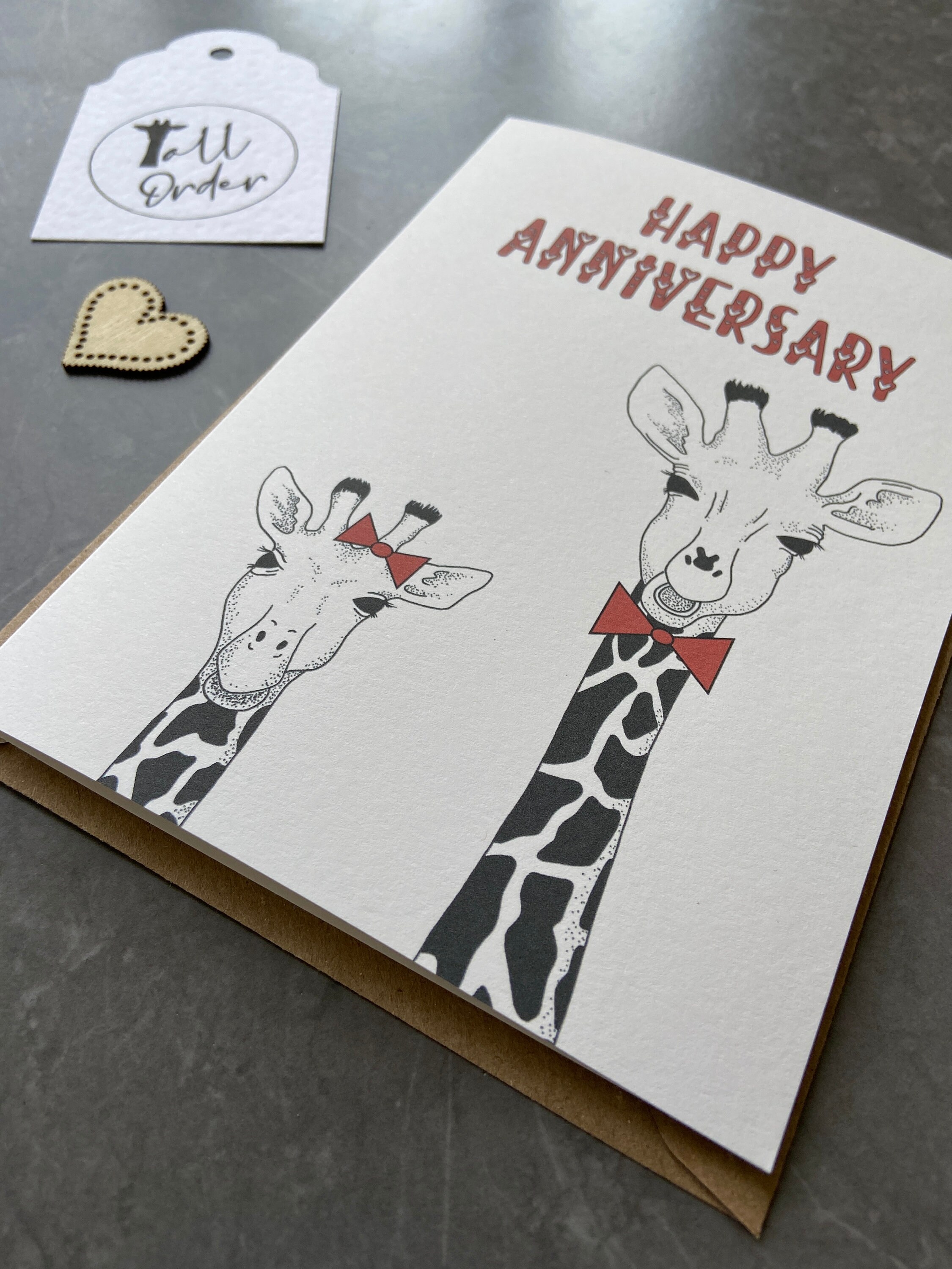 Anniversary Card Giraffe Anniversary Card Made From Fully - Etsy