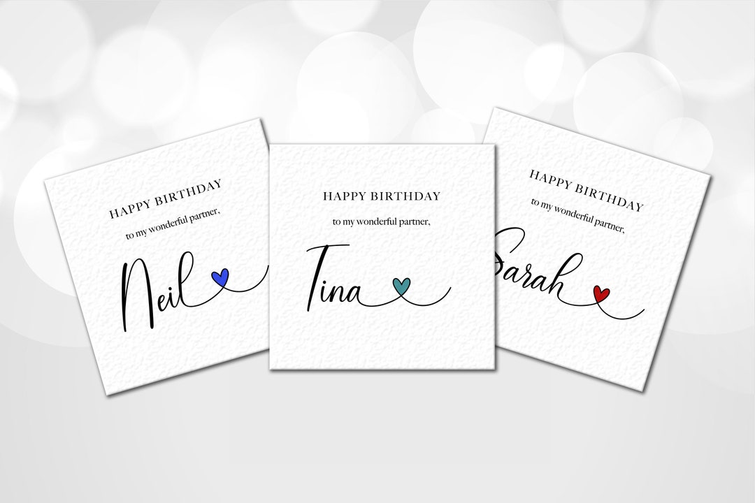 Personalised Partner Birthday Card, Customised Partner Birthday Card - Etsy