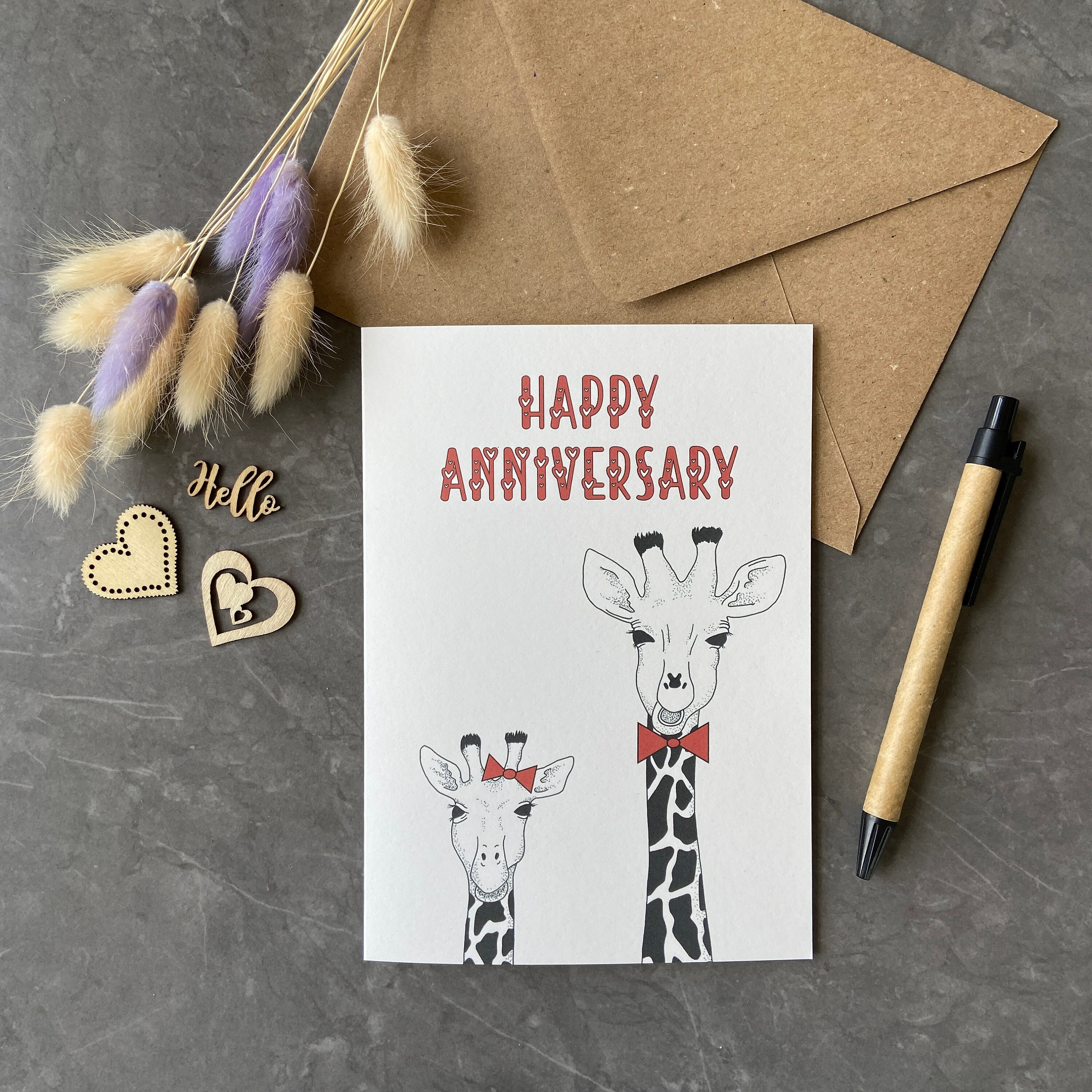 Anniversary Card Giraffe Anniversary Card Made From Fully - Etsy