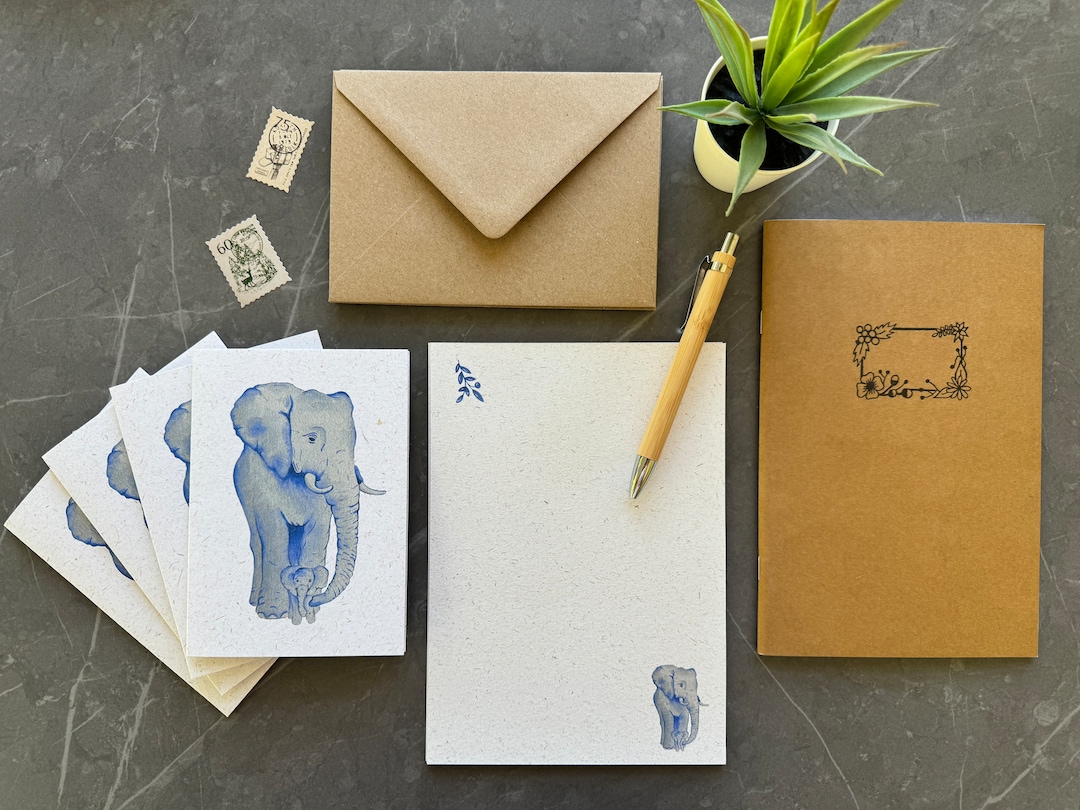 Elephant Stationery Set, Elephant Gift, Organic Eco Friendly Elephant ...