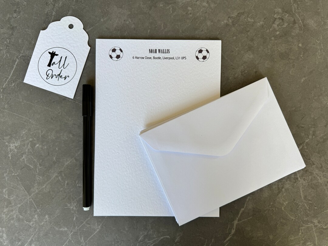 Children's Writing Paper Set With Envelopes, Football Writing Paper ...