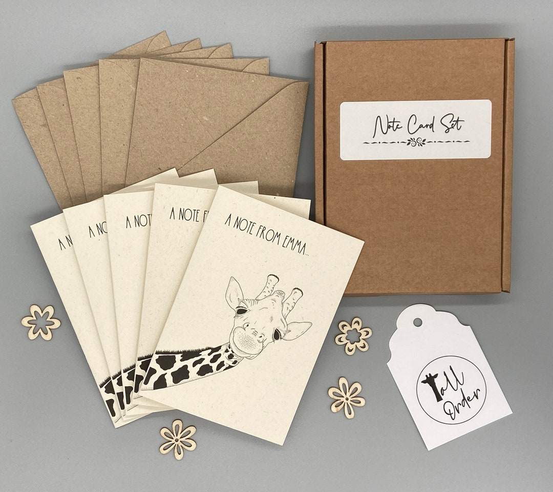 Personalised Note Cards, Giraffe Note Cards, Fun Note Cards, Set of ...