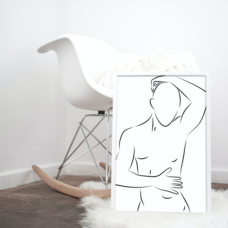 Male Body Line Drawing Print Male Line Drawing Wall Art Etsy