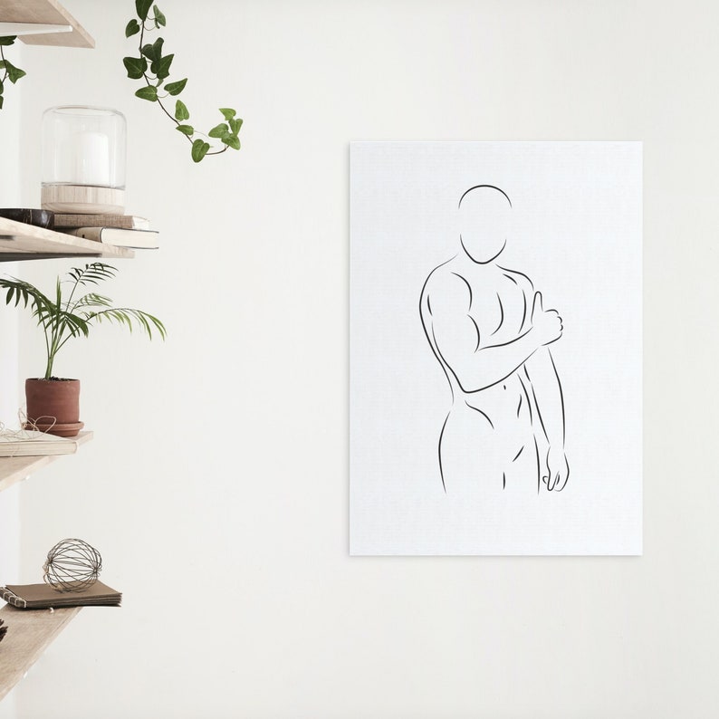 Male Body Line Drawing Print Male Line Drawing Wall Art Etsy