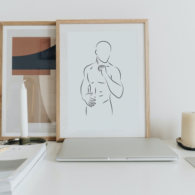 male-body-line-drawing-print-male-line-drawing-wall-art-etsy