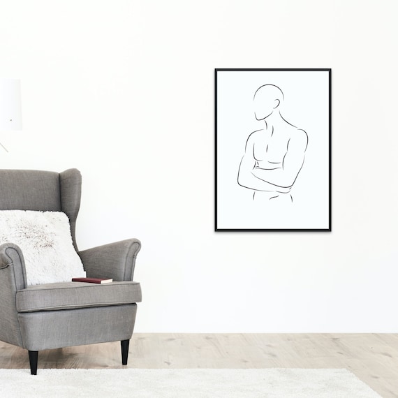 Male Body Line Drawing Print Male Line Drawing Wall Art - Etsy
