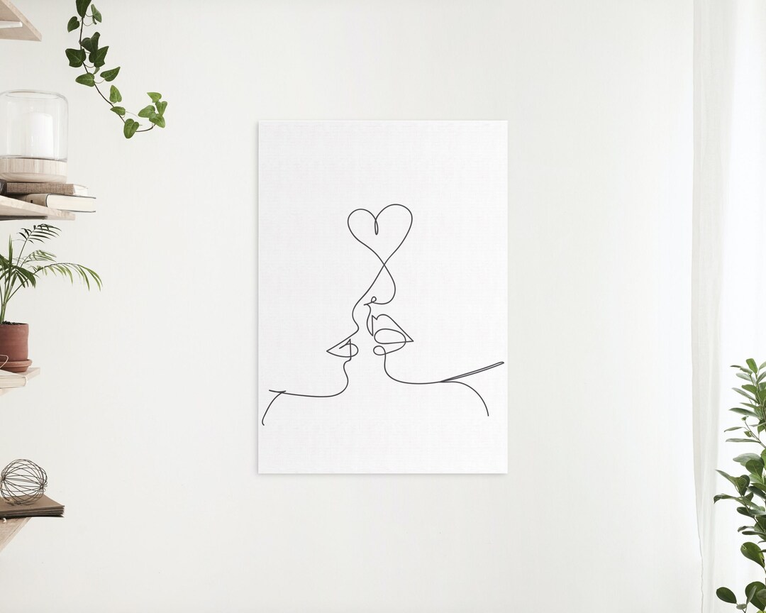 Intimate Art Couple Kiss Line Art Romantic Wall Art Romance Art
