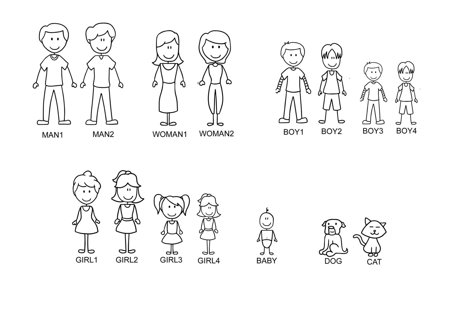 Personalised Stick Family Print Stick People Family | Etsy