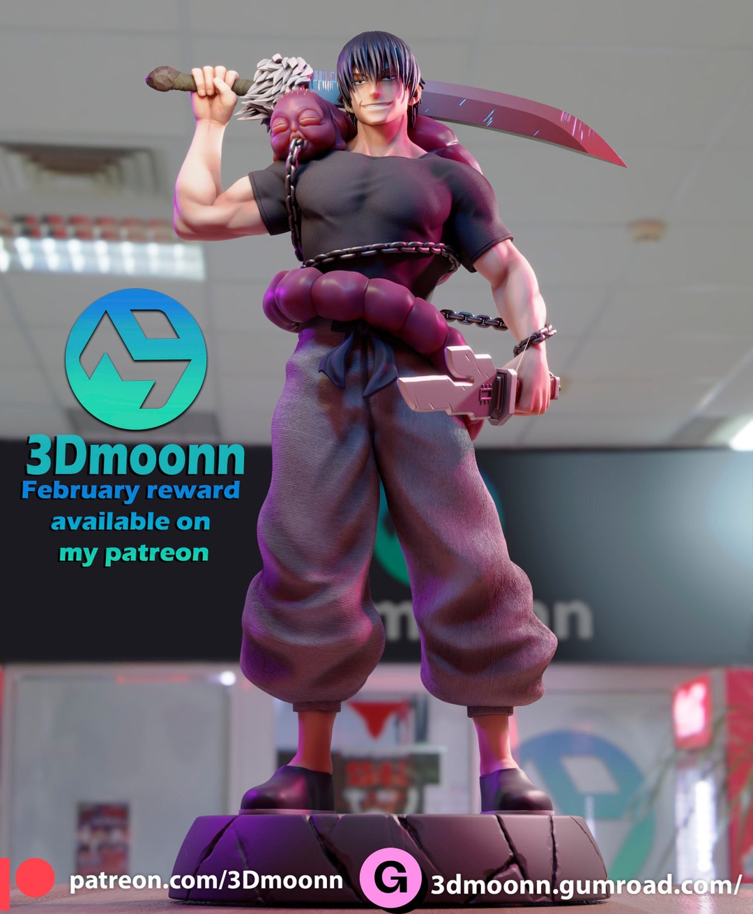 Toji 3D Printed Statue Kit 3dmoonn Jujutsu Kaisen - Etsy