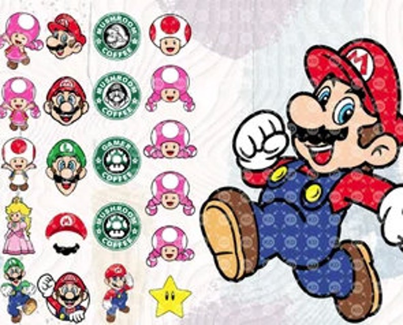 Super Mario Inspired PNG Mushroom Coffee Mario Coffee Starbucks Colored ...