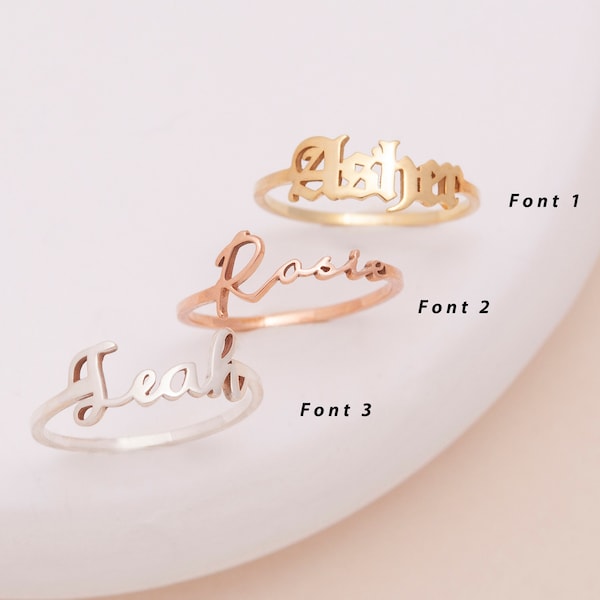 Cursive Name Ring - Etsy