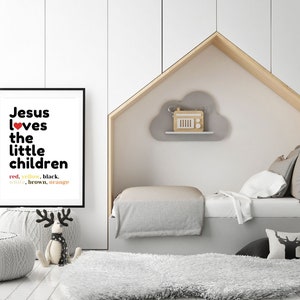 Jesus Loves the Little Children, Scripture, Kids Room, Kids, Brown, Red ...