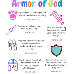 Armor of God Printable, Ephesians 6:10-17, Kids Room Wall, Church ...
