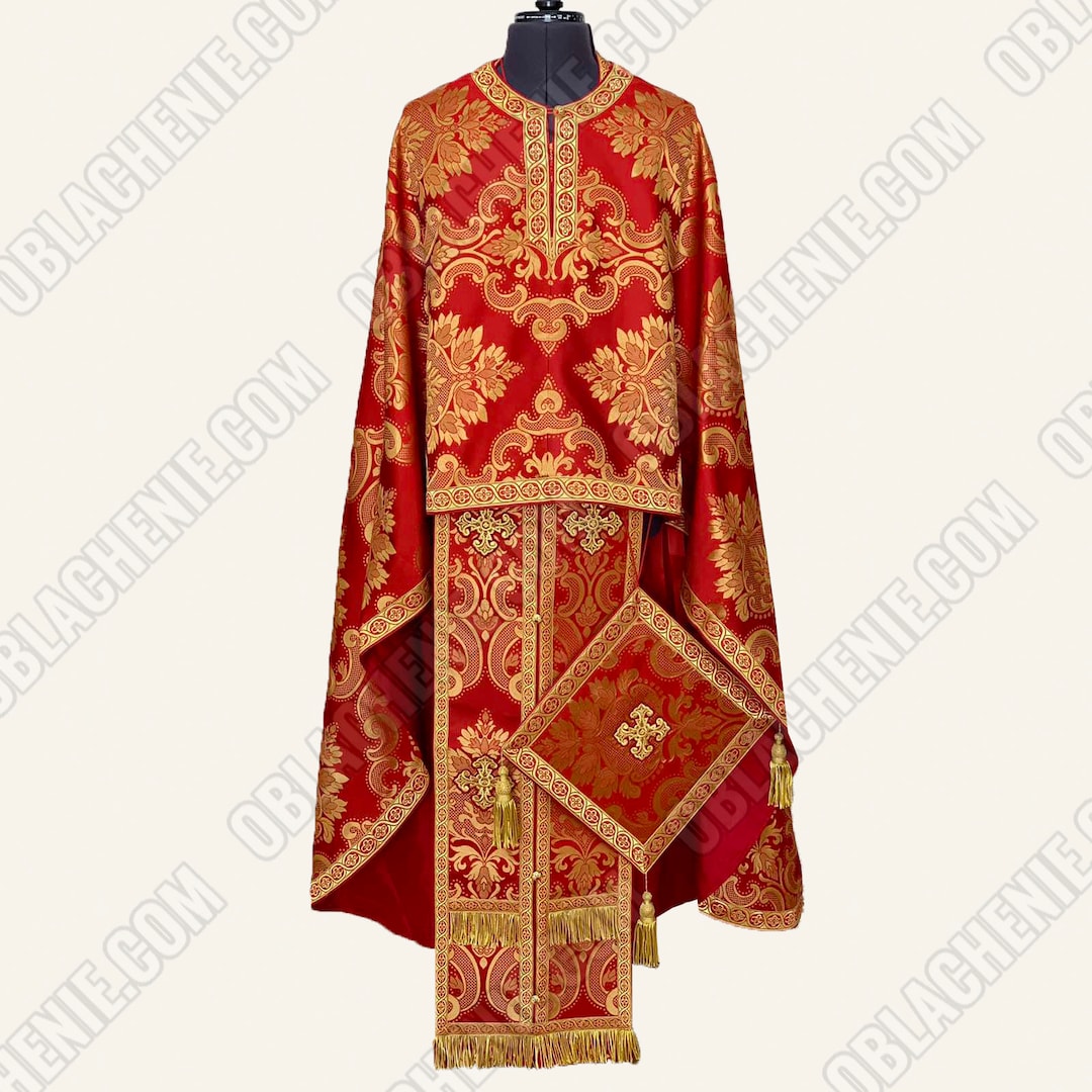 Red Orthodox Priest Vestment. Nonmetallic Greek Brocade. Priest Clergy ...