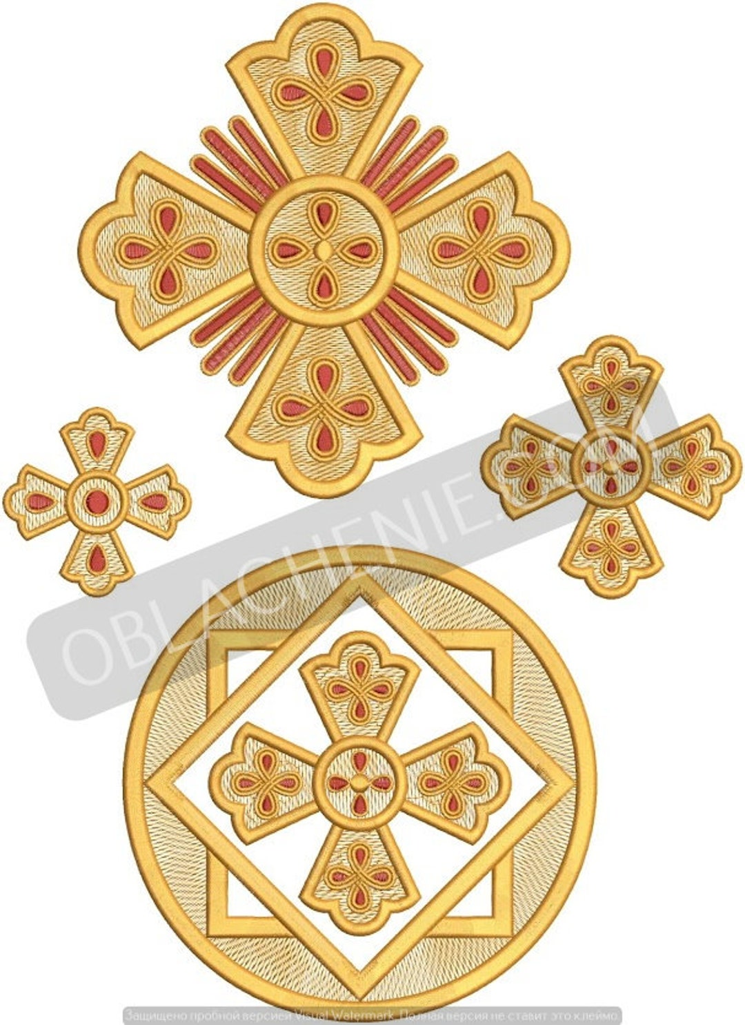 Liturgical Cross Applique. Machine Embroidery. Vestment Crosses. Priest ...