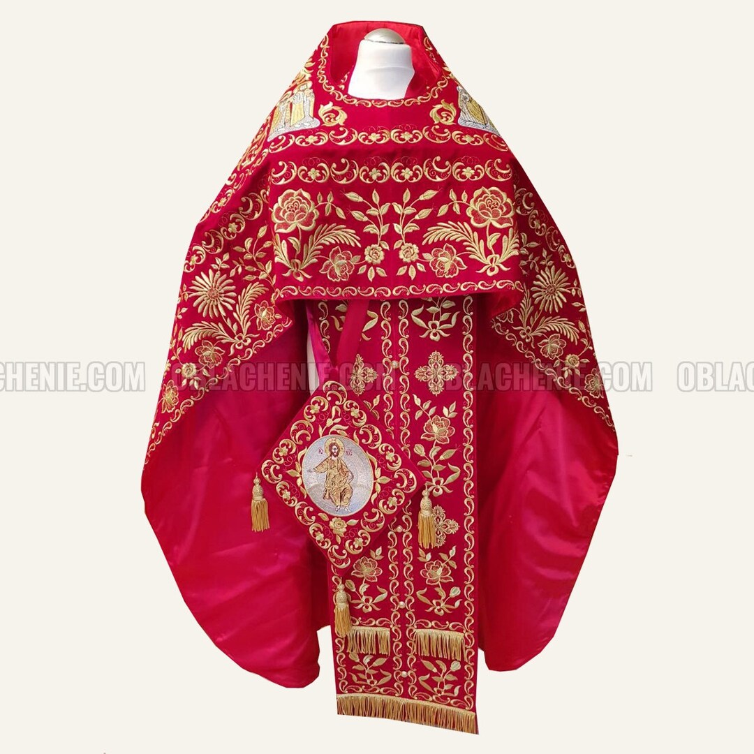 Red Orthodox Priest Vestment. Machine Embroidery. Priest Clergy ...