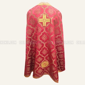 Red Orthodox Priest Vestment. Nonmetallic Brocade. Priest Clergy ...