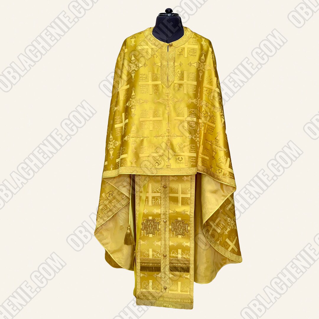 Gold Orthodox Priest Vestment. Nonmetallic Greek Brocade. Priest Clergy ...