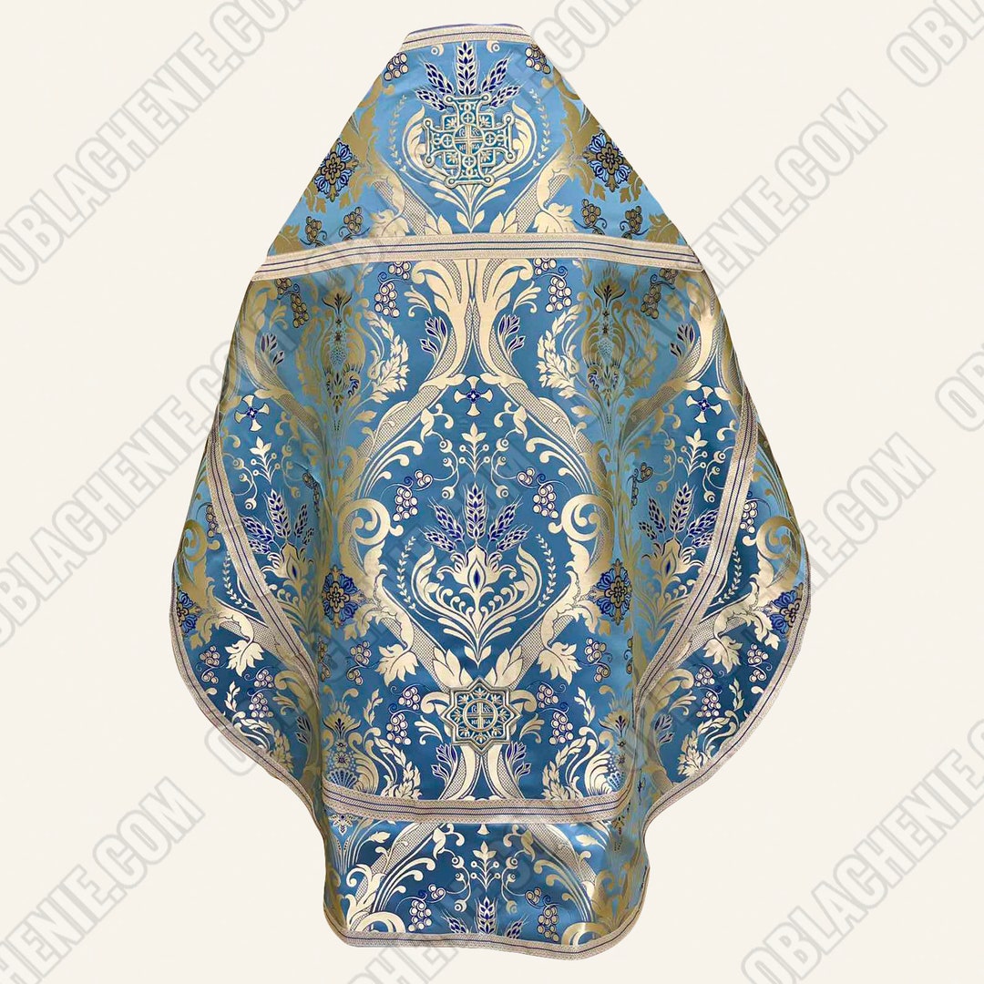 Blue Orthodox Liturgical Vestments. Clergy Vestments. Blue Metallic ...