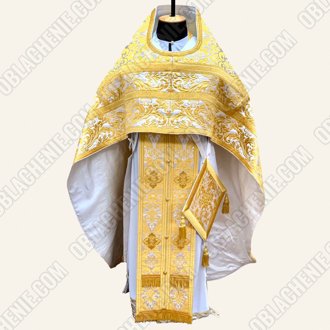White Orthodox Priest Vestment. Metallic Brocade. Clerical Vestment ...