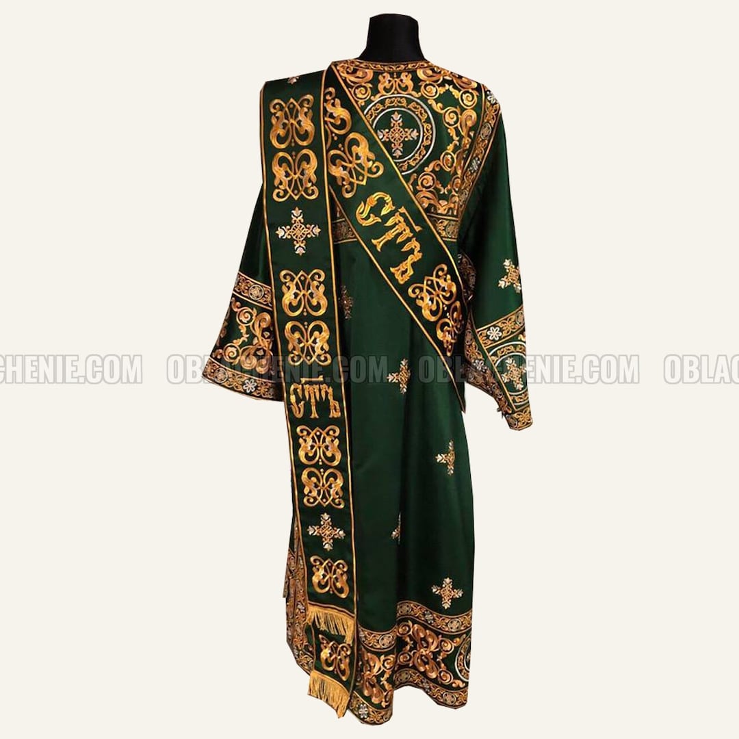 Green Deacons Vestment. Deacon Set Vestment. Machine Embroidery. Custom ...