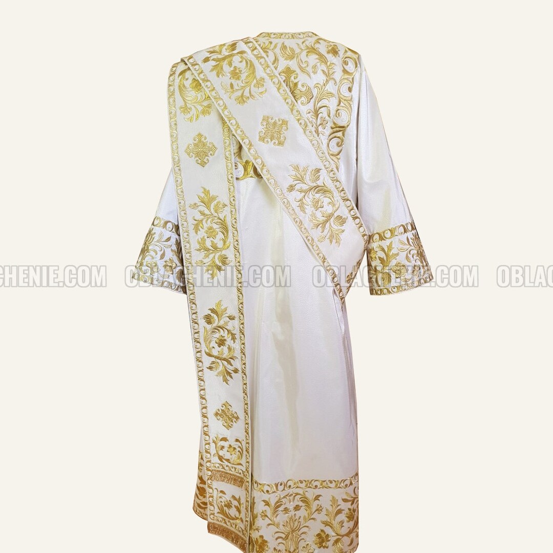 White Deacons Vestment. Deacon Set Vestment. Machine Embroidery. Custom ...