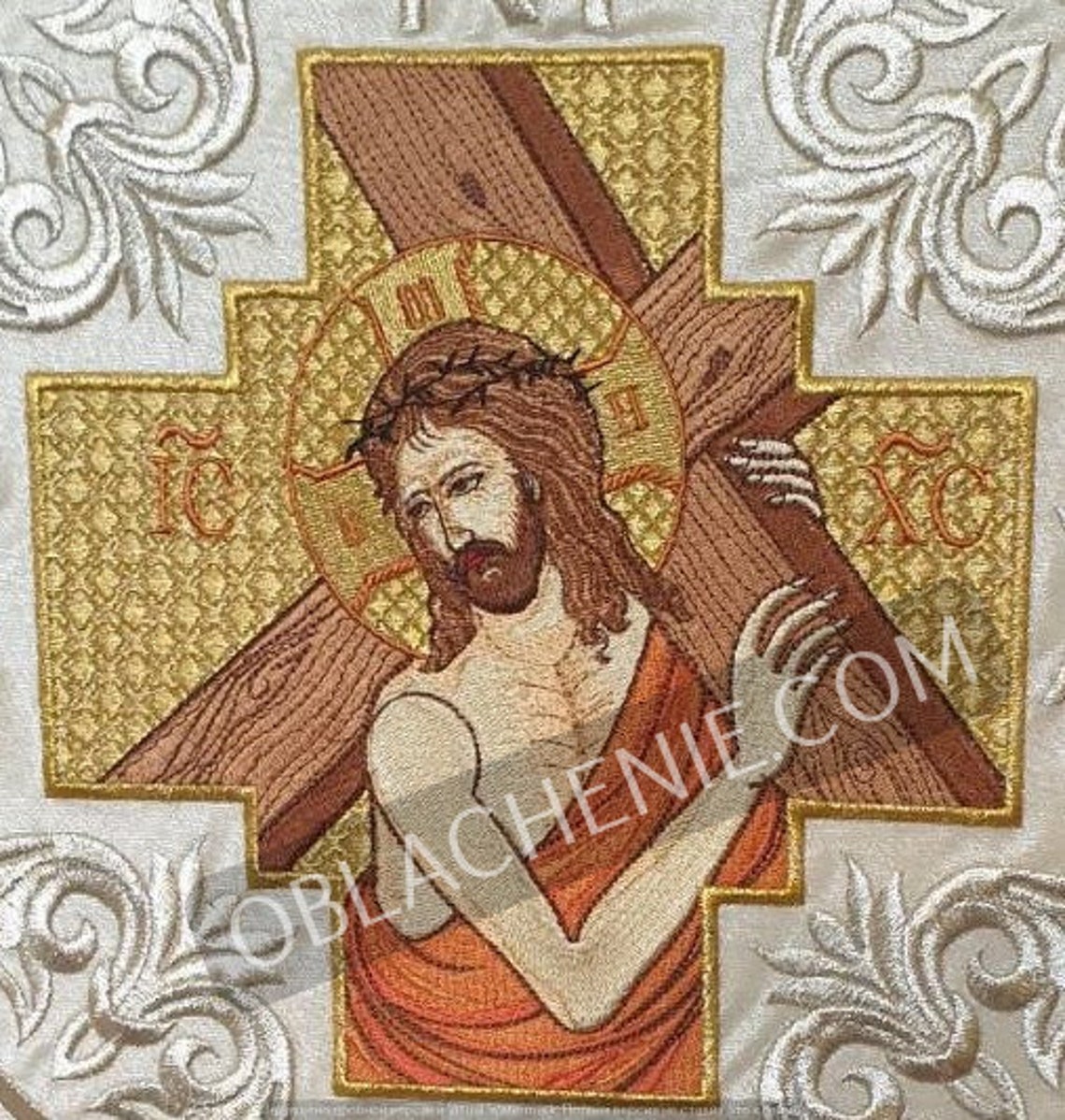 Embroidered Liturgical Cross With the Icon of the Savior With the Cross ...