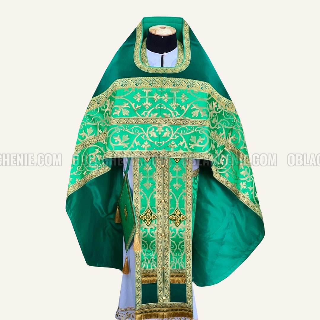 Green Orthodox Priest Vestments. Metallic Brocade. Clergy Vestments ...