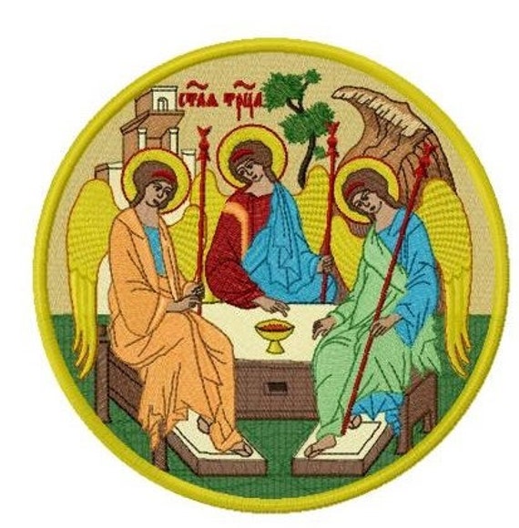 Embroidered liturgical icon of the Holy Trinity. 20cm | Etsy
