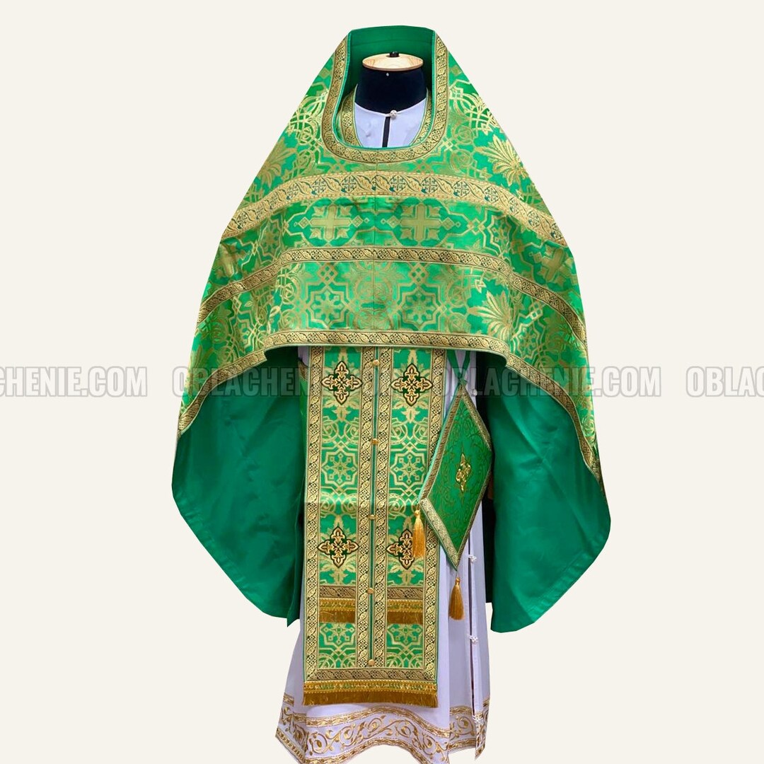 Green Priest Set Vestment. Nonmetallic Lightweight Brocade. Liturgical ...