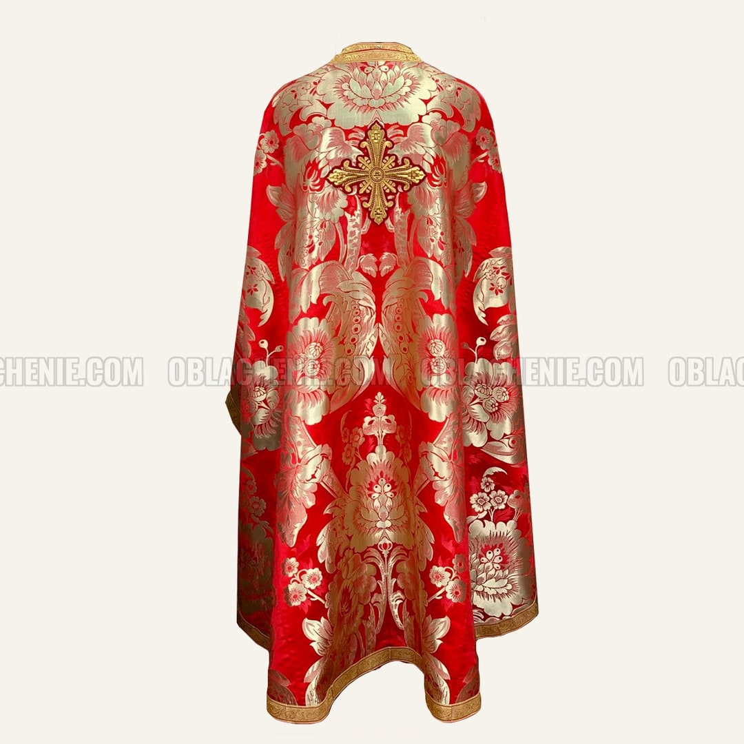 Greek Style Orthodox Priest Vestments. Red Hand Made Metallic Brocade ...