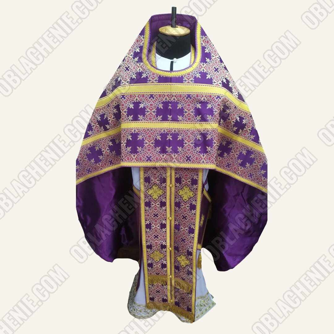 Purple Liturgical Priestt Vestments. Metallic Brocade. Clergy Vestments ...