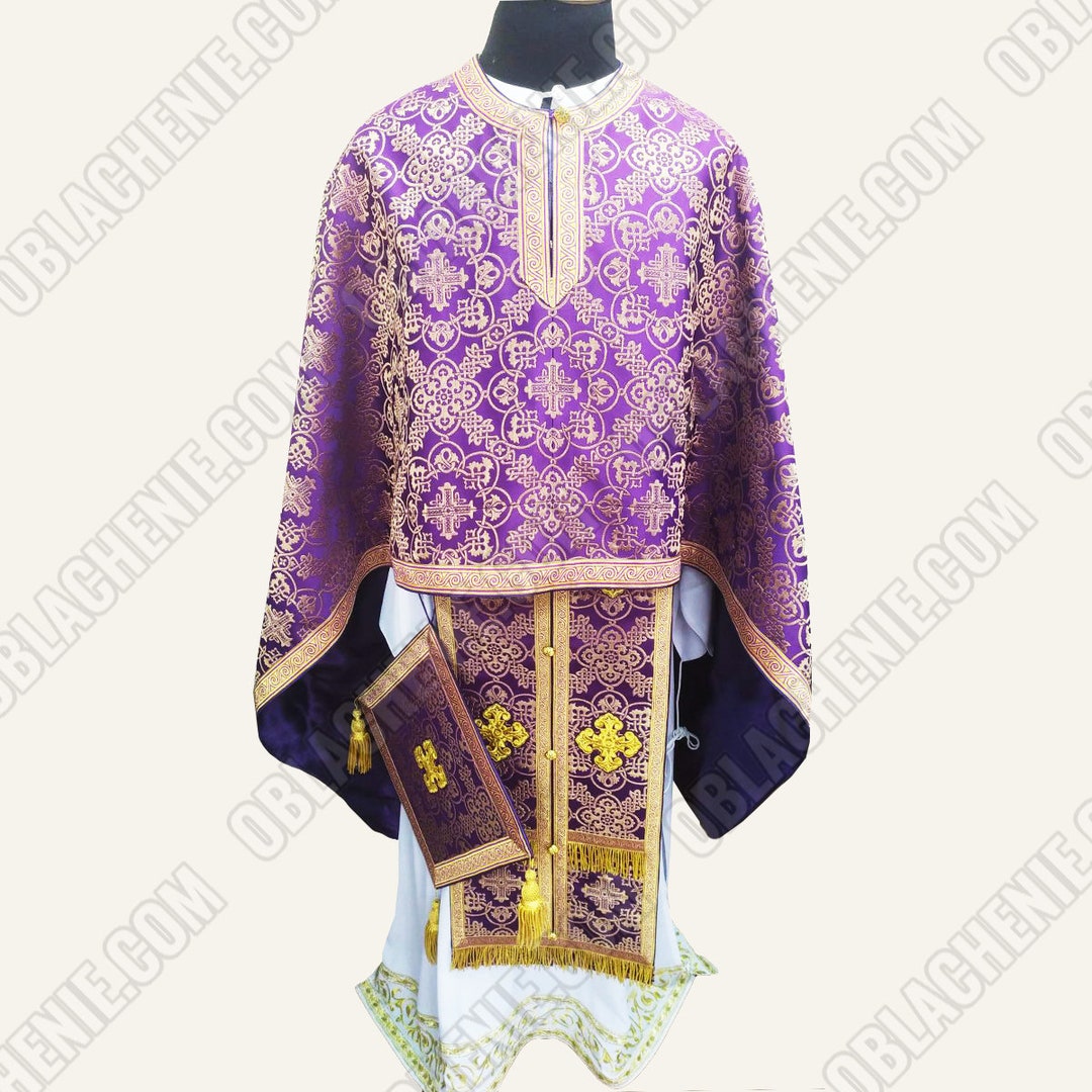 Purple Orthodox Priest Vestments. Metallic Brocade. Eecclesiastical ...