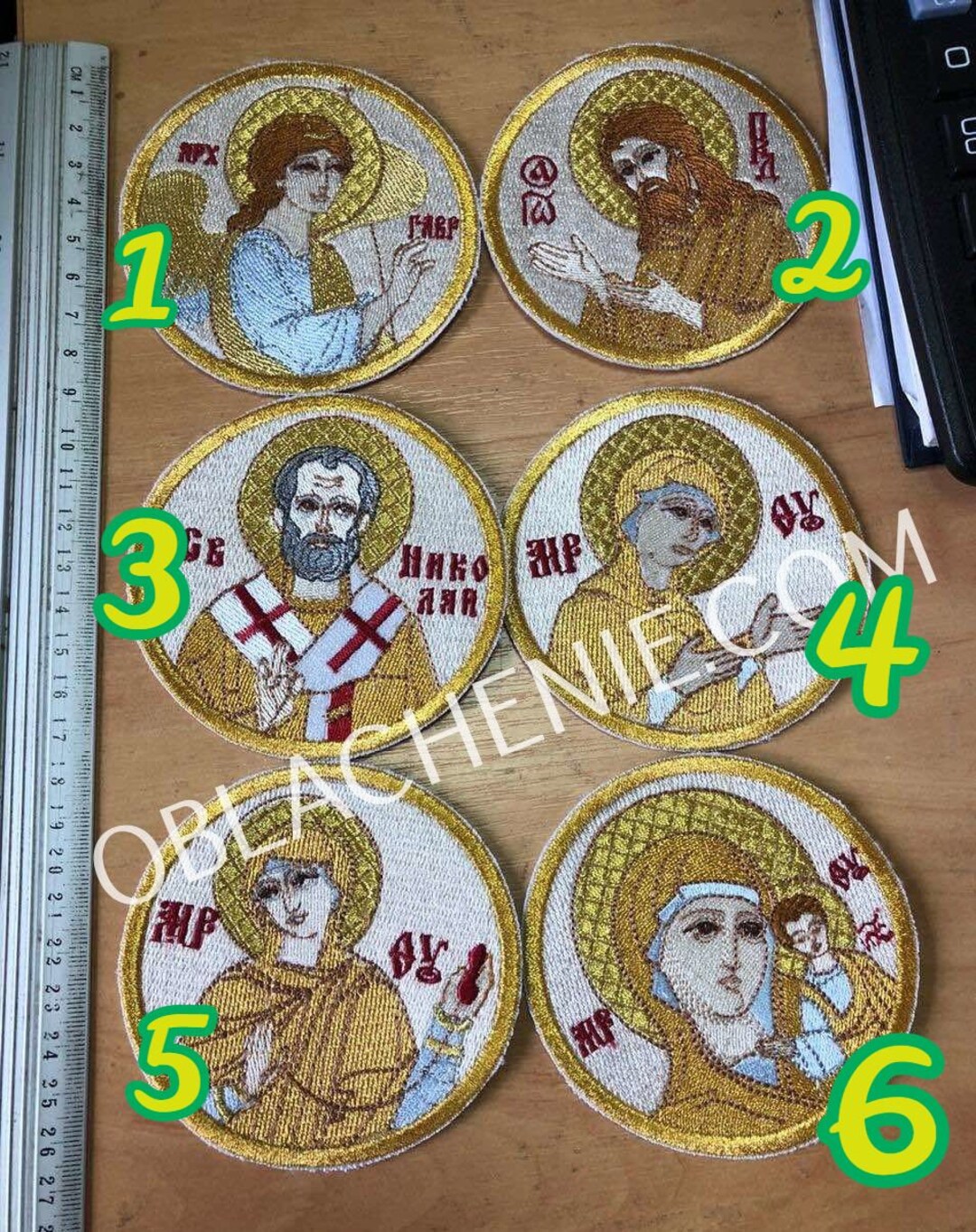 Embroidered Liturgical Icons 9,5 Cm (3,75') Size. Round Church ...