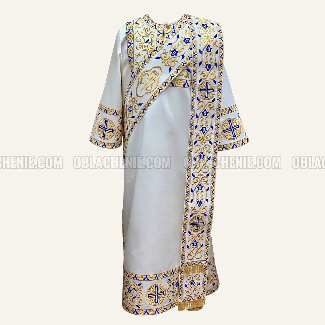 White Deacons Vestment. Deacon Set Vestment. Machine Embroidery. Custom ...