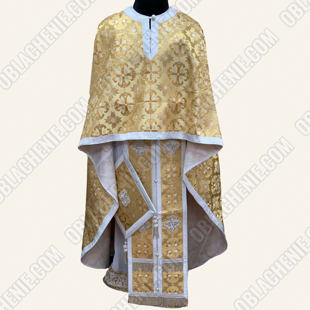 Gold Orthodox Priest Vestments. Nonmetallic Brocade. Eecclesiastical ...