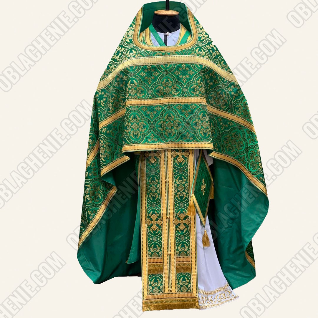 Green Lightweight Orthodox Priest Vestment. Nonmetallic Brocade ...