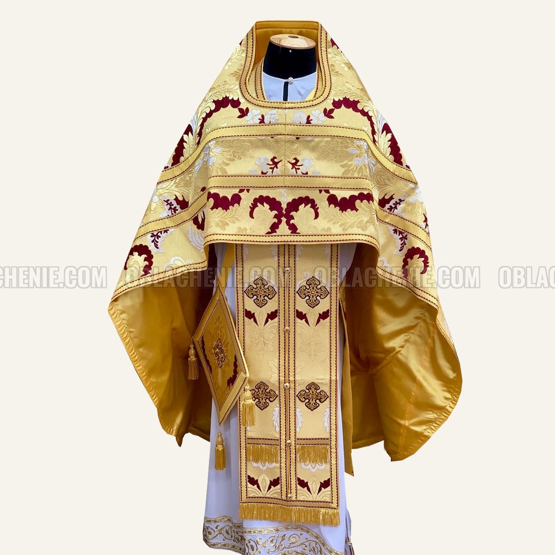 Gold Priest Vestment. Orthodox Priest Vestment. Greek Metallic Brocade ...