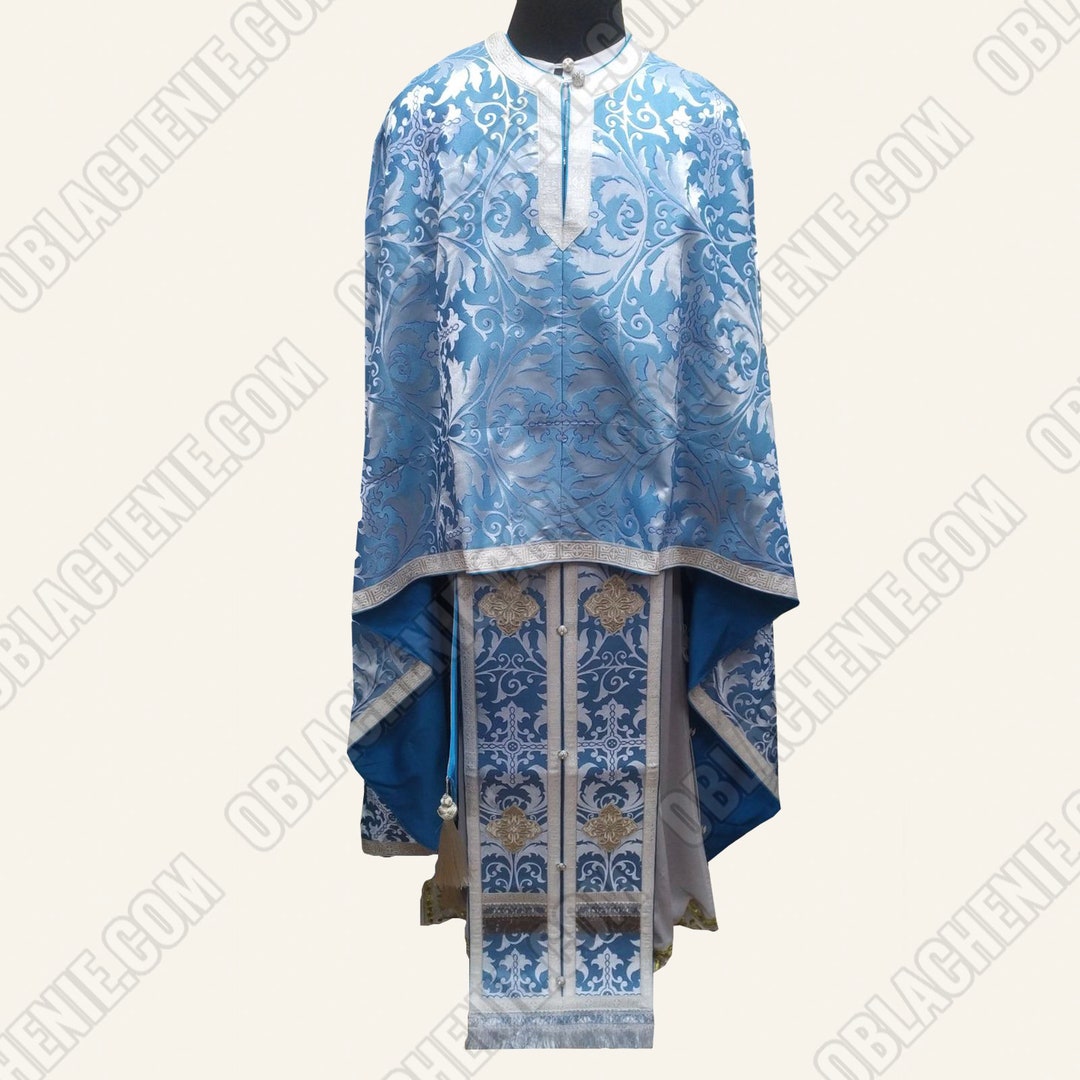 Blue Greek Style Orthodox Liturgical Vestments. Clergy Vestments. Blue ...