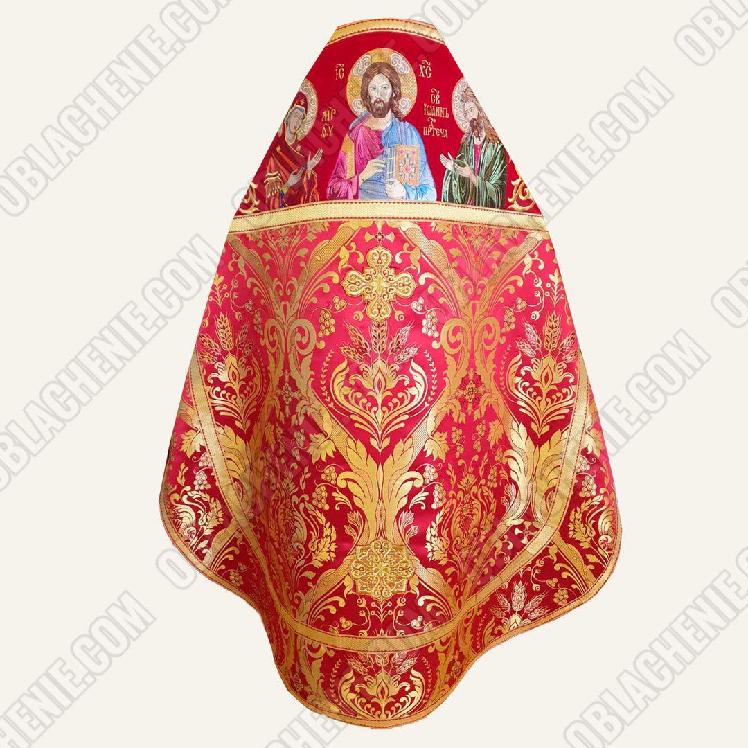 Exclusive Red Orthodox Priest Vestments. Greek Brocade Liturgical ...