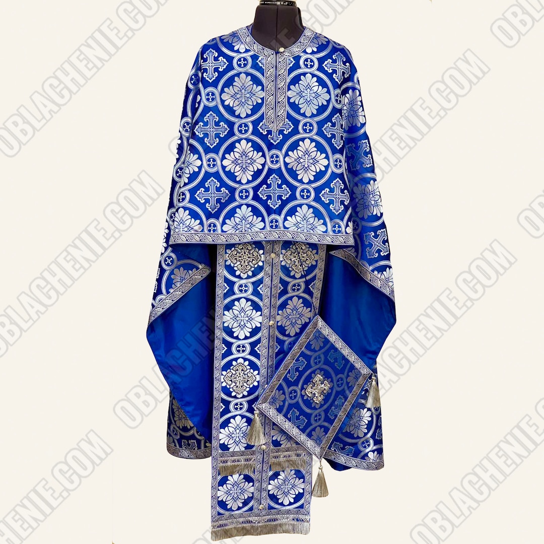 Blue Orthodox Priest Vestments. Nonetallic Brocade. Clergy Vestments ...