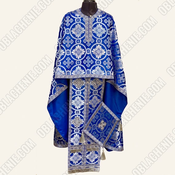Blue orthodox priest vestments. nonetallic brocade. Clergy | Etsy