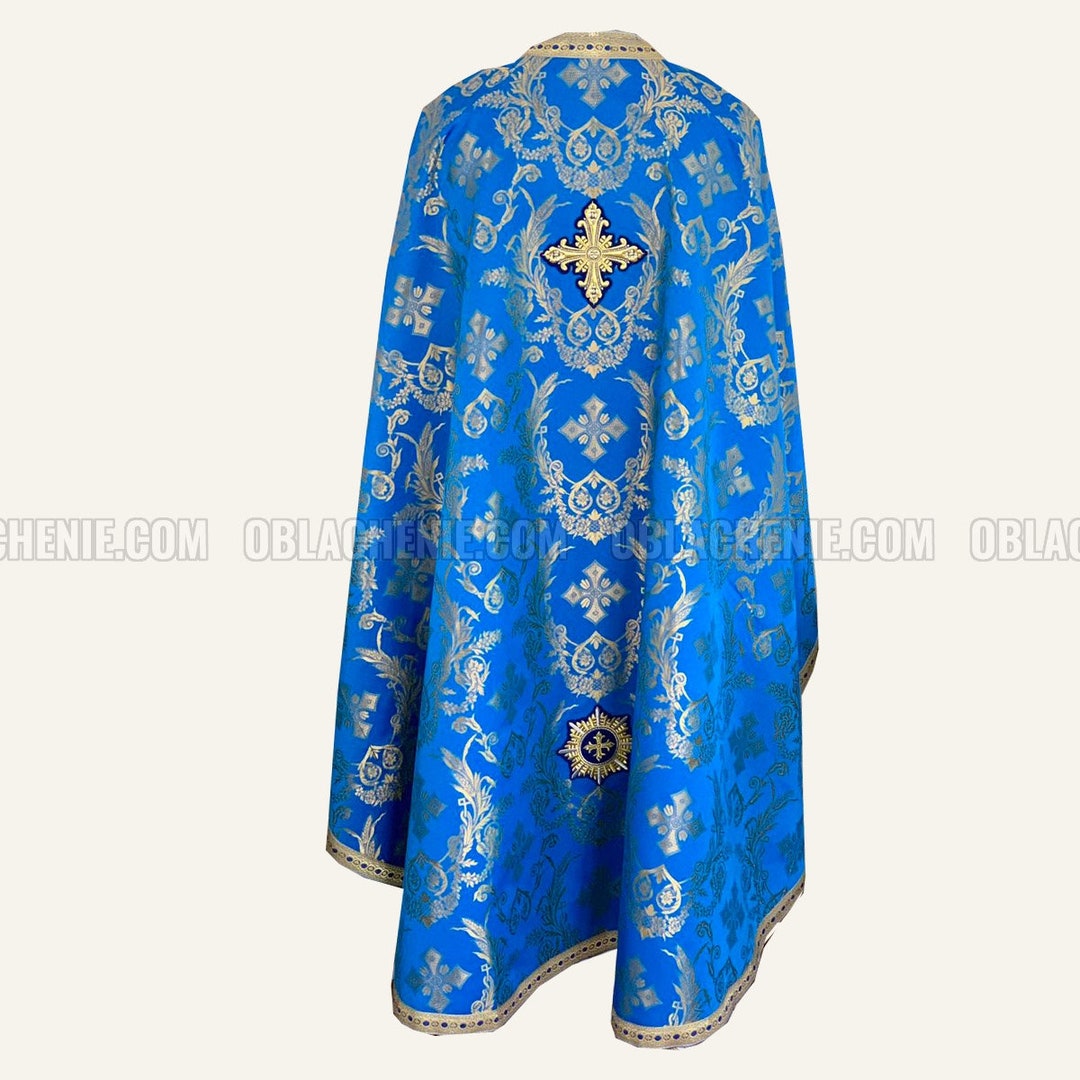 BLUE PRIEST'S VESTMENTS. Nonmetallic Brocade. Custom Church Vestments ...