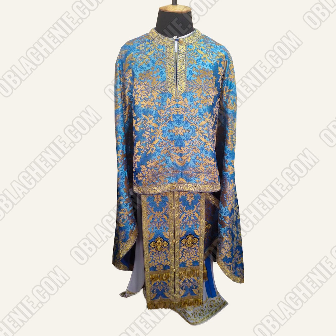 Blue Greek Style Orthodox Liturgical Vestments. Clergy Vestments. Blue ...