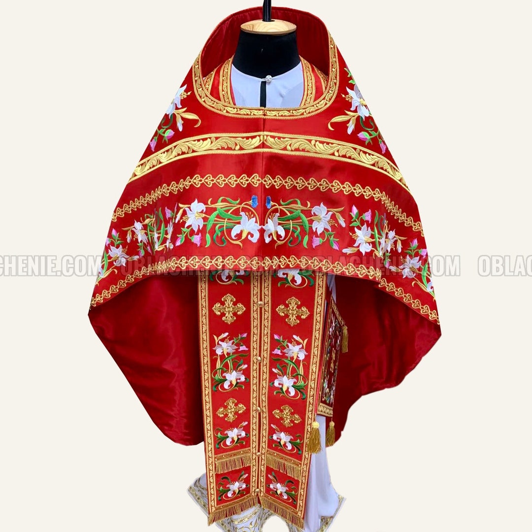 Red Orthodox Priest Vestment. Italian Silk. Priest Clergy Vestment ...